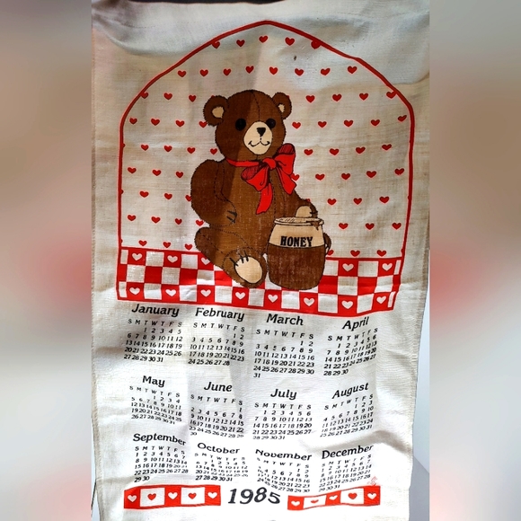 unknown | Kitchen | Vintage 985 Teddy Bear Honey Tea Towel Calendar ...